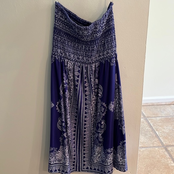 Almost Famous | Dresses | Blue Strapless Stress From Almost Famous ...